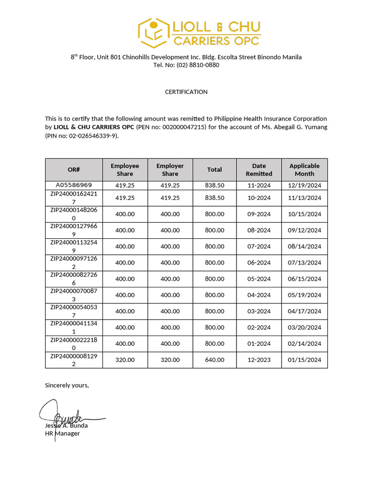 LCC Form PhilHealthCertification | PDF