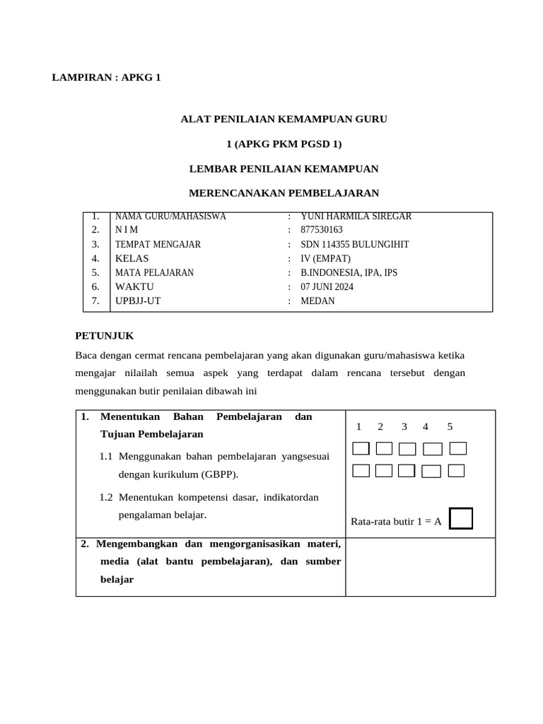 LAMPIRAN APKG 1 | PDF