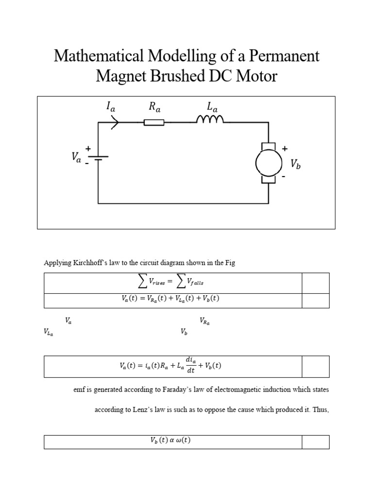 DC Motor Mathematical Modeling Techniques | PDF | Inductor ...