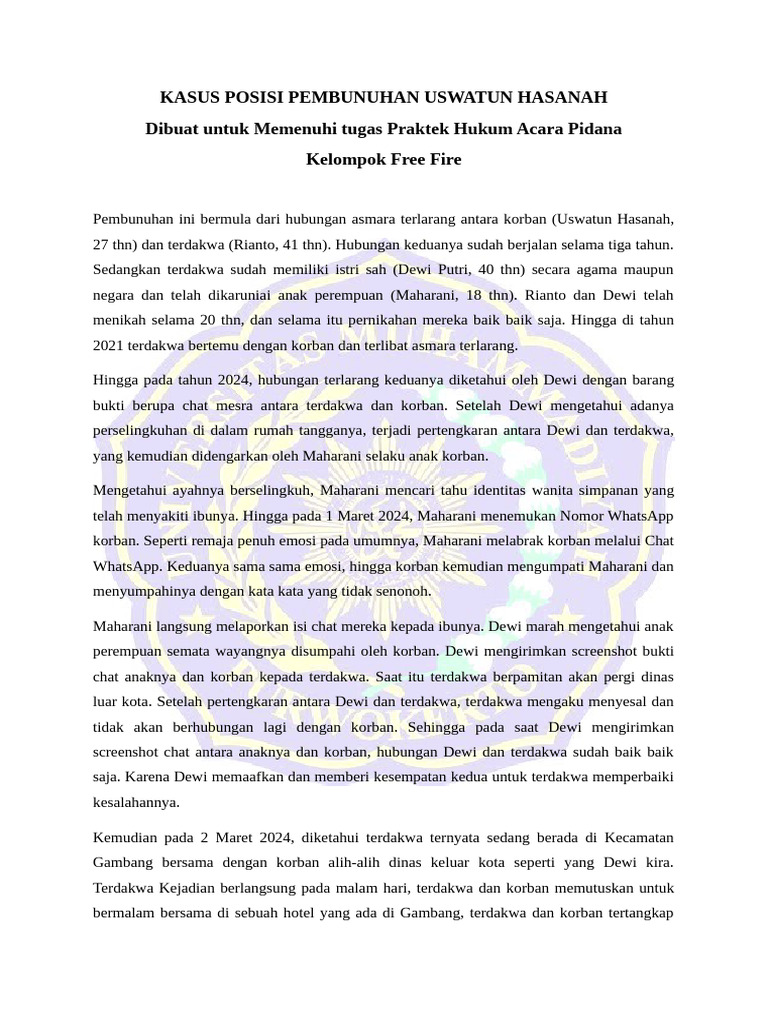 Kaspos Pembunuhan Free Fire (New) | PDF