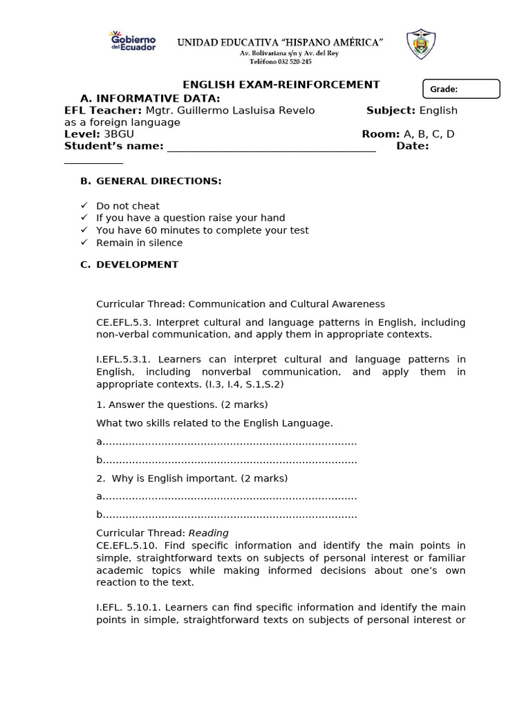 1ST Term 3RD 2024 2025 Reinforcement | PDF | Communication | Nonverbal Communication