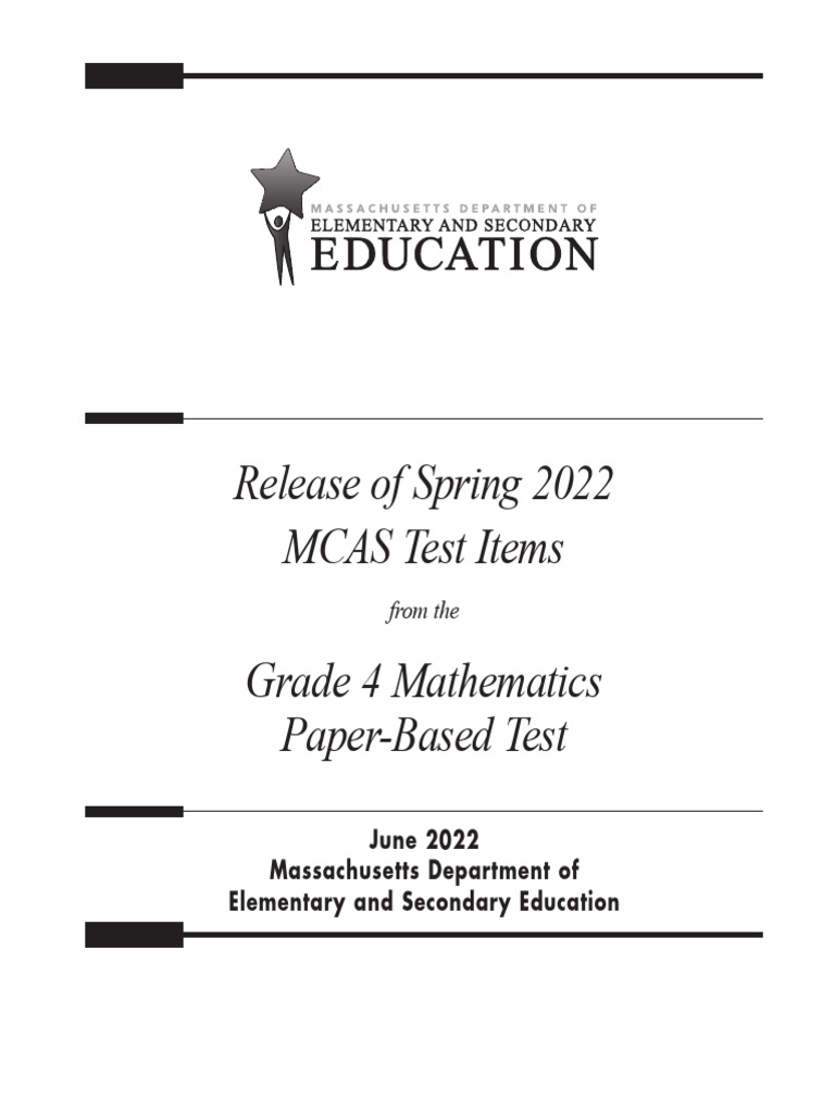 Release of Spring 2022 MCAS Test Items From The Grade 4 Math Paper ...