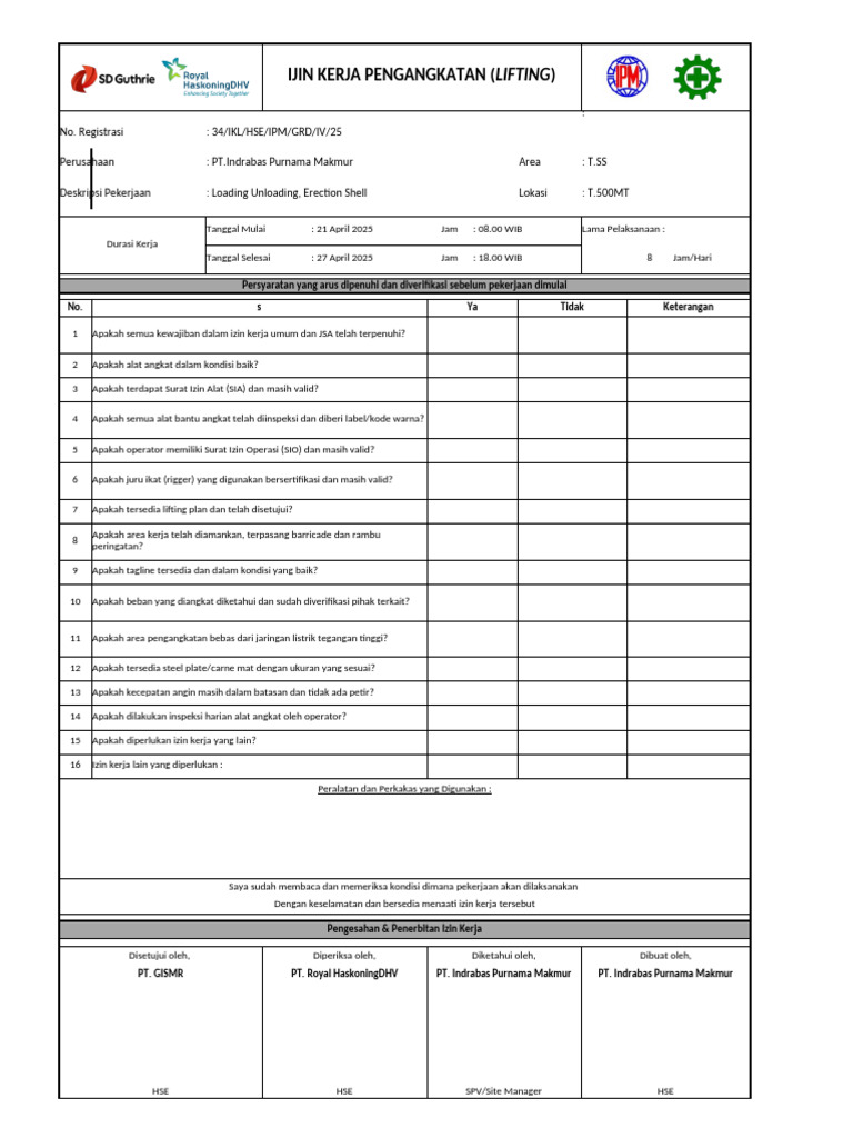 Permit Pengangkatan | PDF