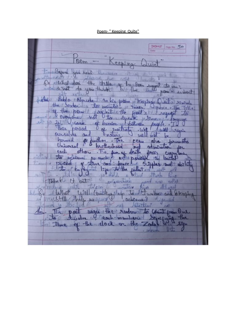 Poem - Keeping Quite | PDF