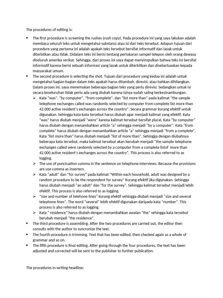 The Procedures of Editing Is | PDF