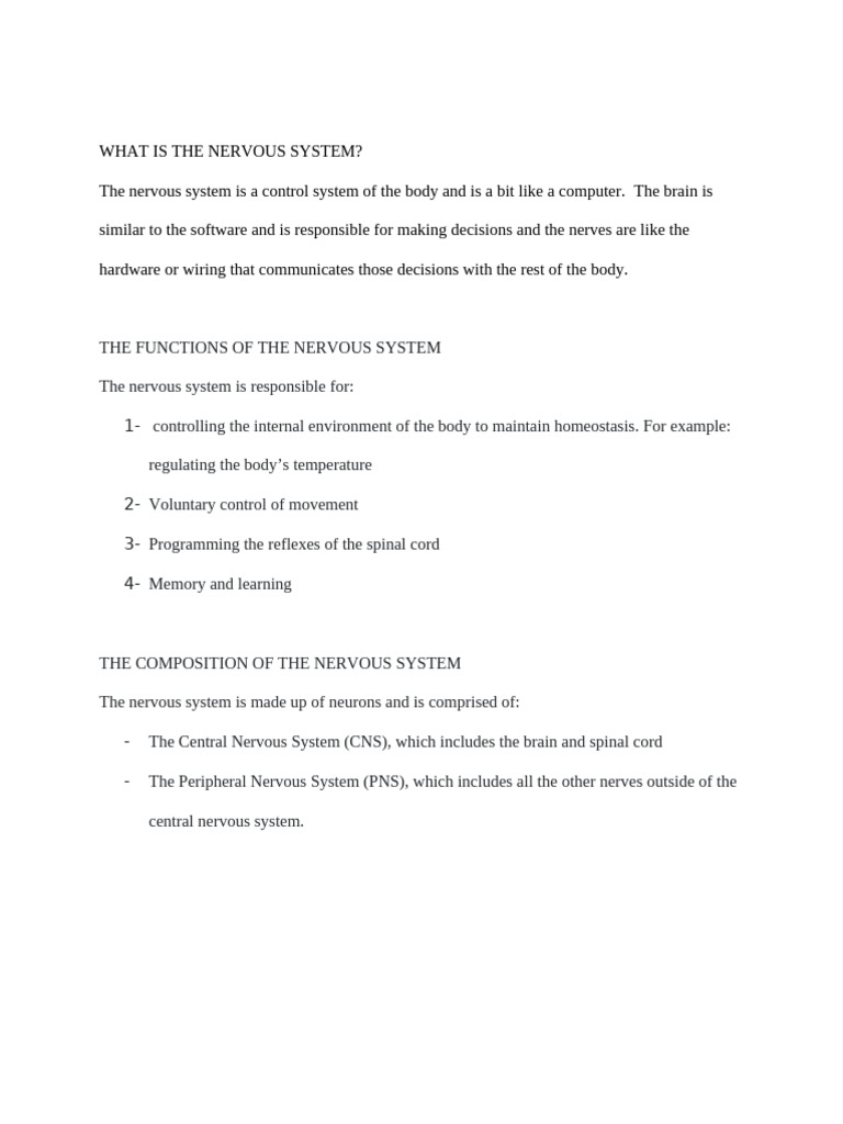 nervous system PE | PDF | Nervous System | Nerve