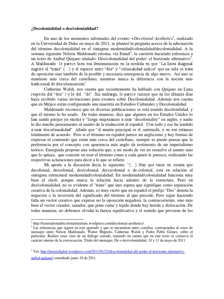 ¿Decolonialidad o Des | PDF | Comillas | Lengua española