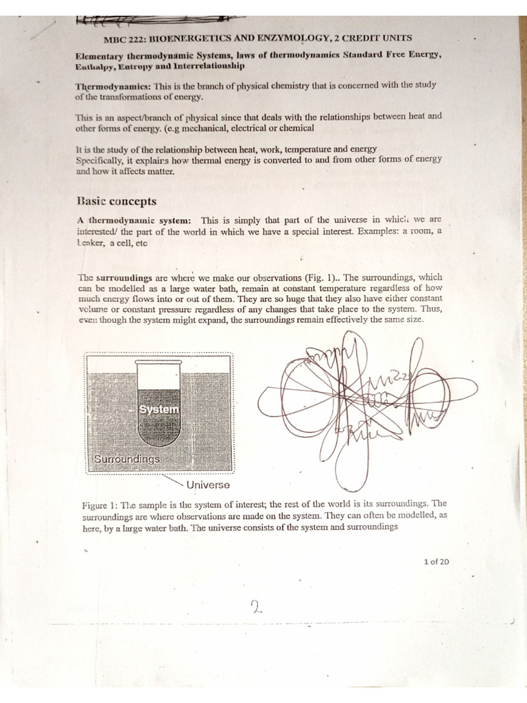 MBC222 - Elementary Thermodynamics, Systems, LoT - ... | PDF
