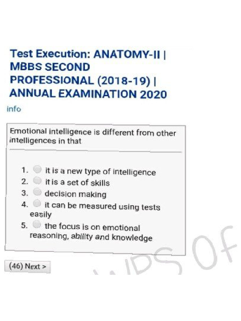 Lumhs 2020 ... Anatomy Online Exam Paper | PDF