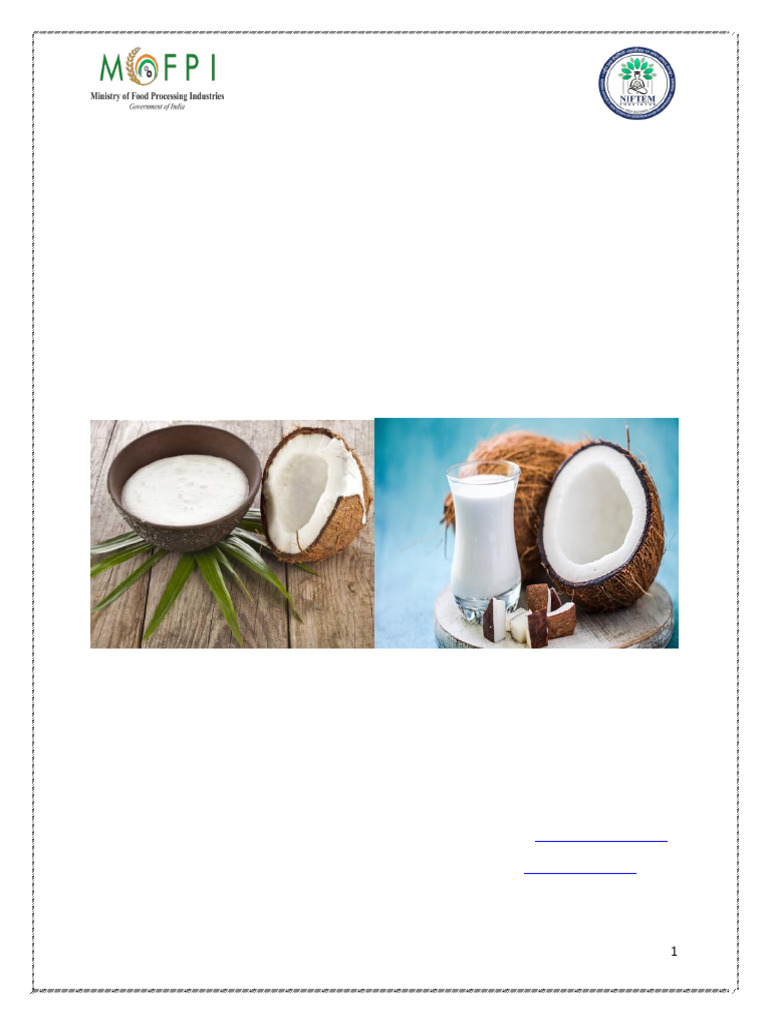 Detailed Project Report COCONUT MILK PROCESSING UNIT | PDF | Coconut ...