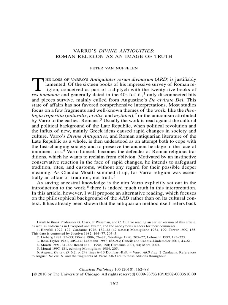 2010_Varro_s_Divine_Antiquities_Roman_Re | PDF | Platonism | Truth