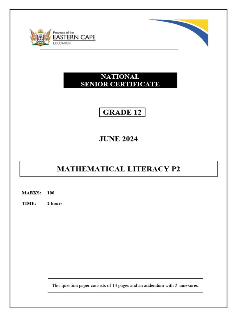 Maths Lit p2 Gr12 QP June 2024 - English | PDF | Area | Length