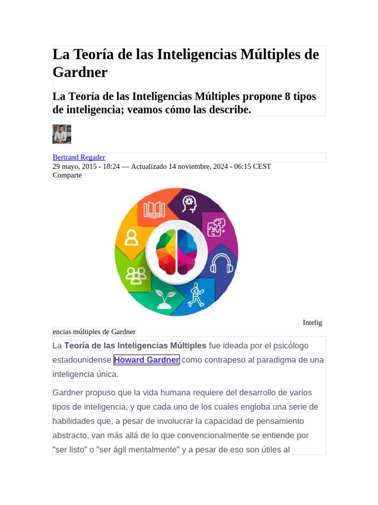 La Teoría de Las Inteligencias Múltiples de Gardner | PDF ...
