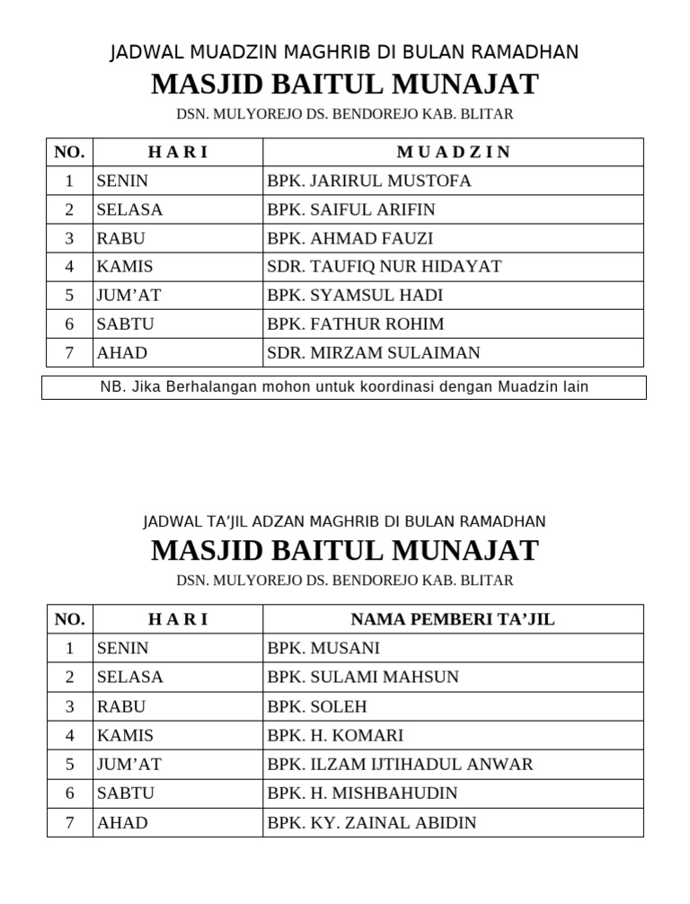 Jadwal Adzan | PDF