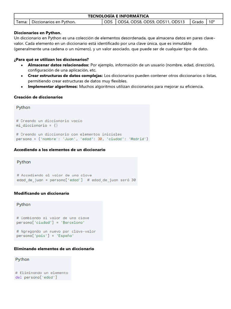 Diccionarios En Python Pdf Python Lenguaje De Programación 2588