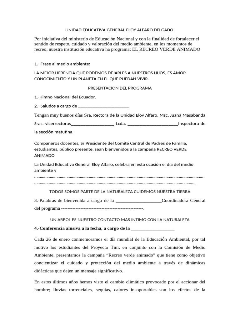 Recreo Verde Animado Programacion | PDF | Ambientalismo | Entorno natural