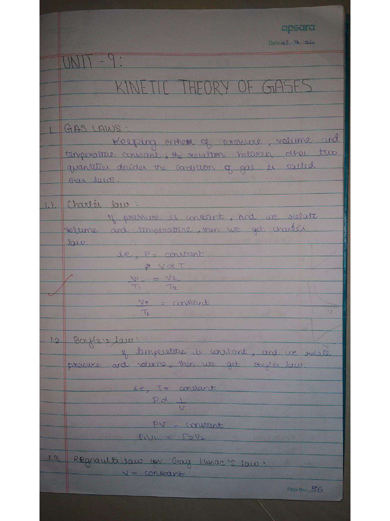 Kinetic Theory of Gas Class 11 Phy | PDF
