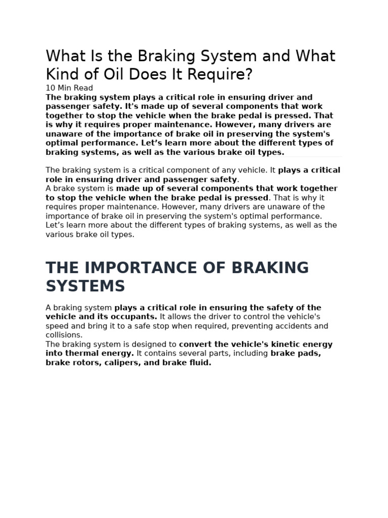 Braking System | PDF