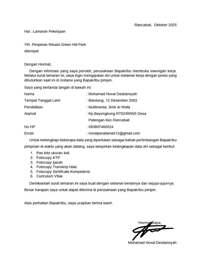 Surat Lamaran-1 | PDF