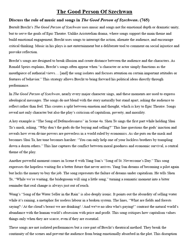 The Good Person of Szechwan | PDF