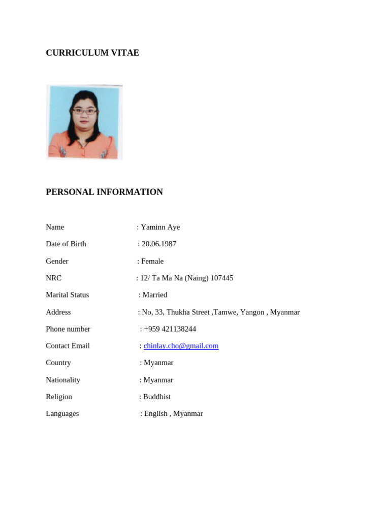 My Curriculum Vitae | PDF