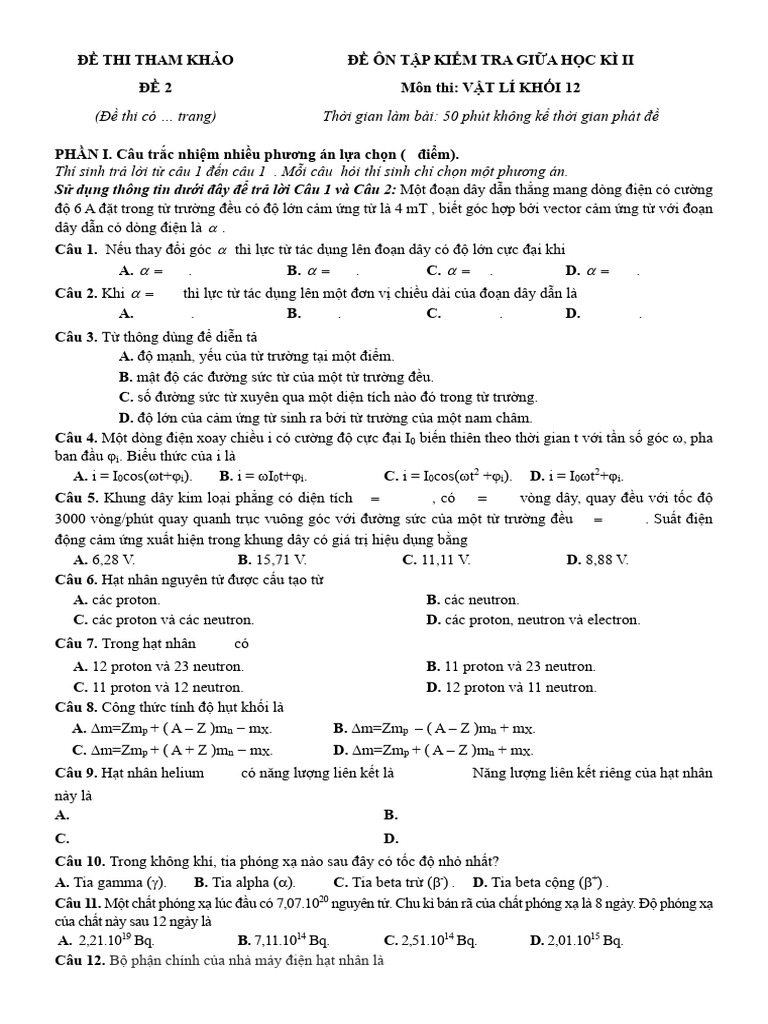ĐỀ 2 - CK2 LÝ 12 - FORM 2025 | PDF