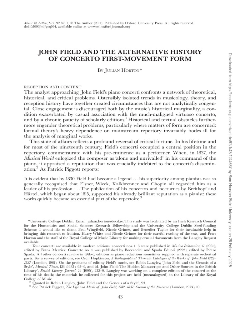 John Field-History of the Concerto | PDF | Concerto | Wolfgang Amadeus ...
