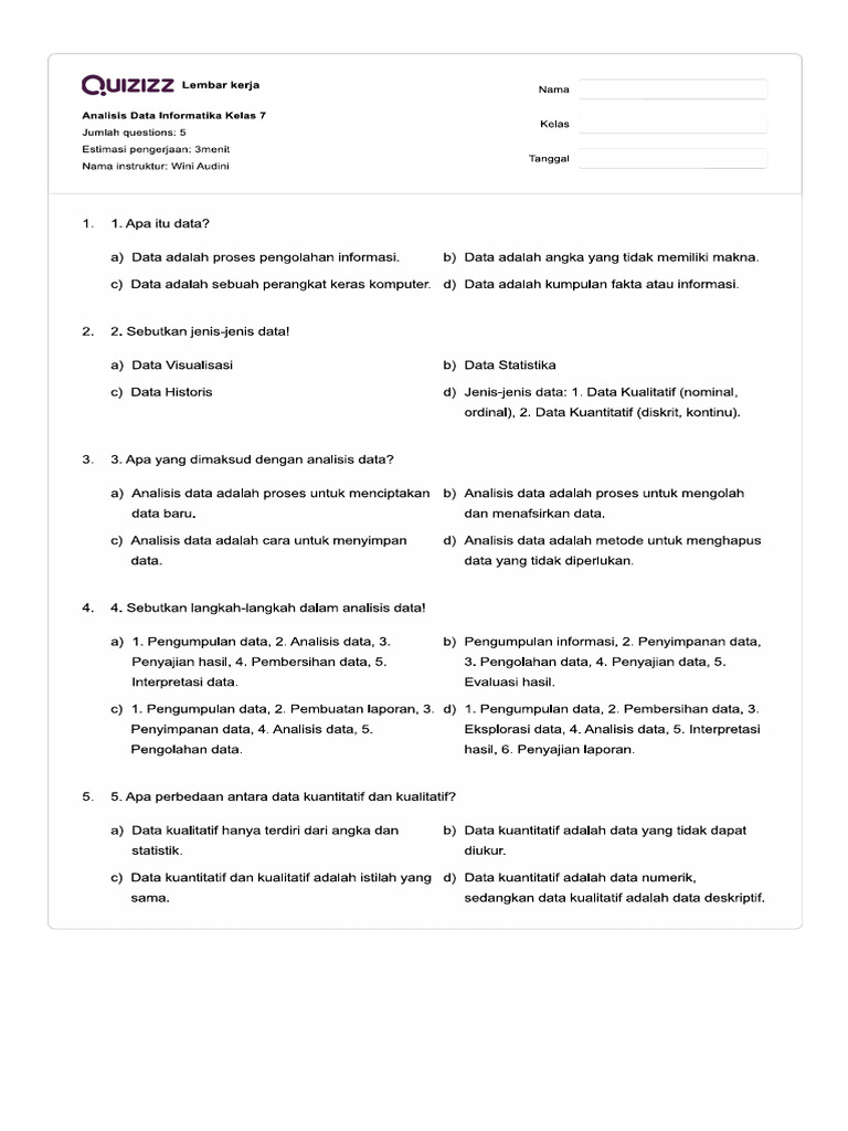 Soal Analisis Data 2 | PDF