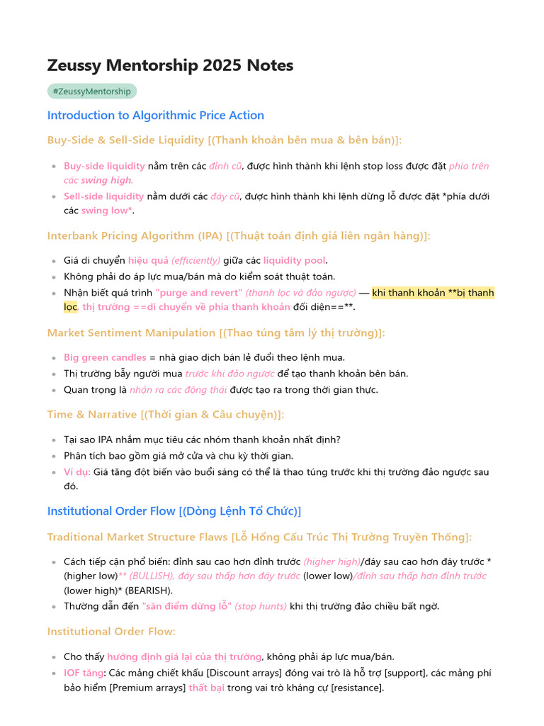 Zeussy Mentorship 2025 Notes | PDF