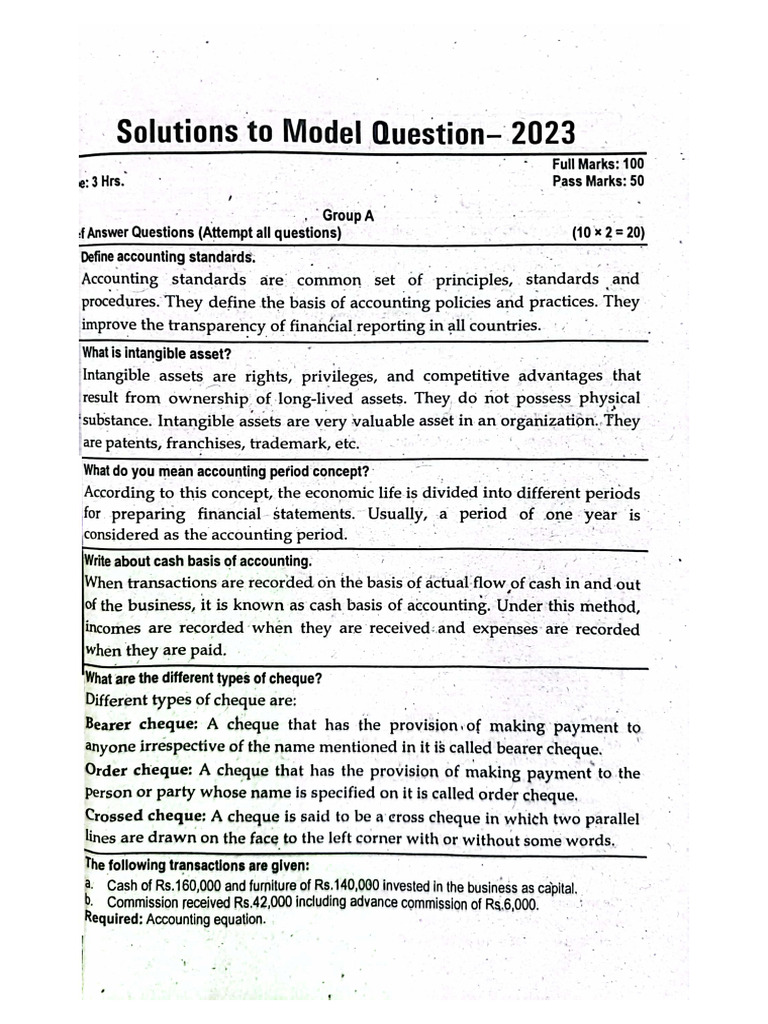 Financial Accounting Model Question Solution 2023 | PDF