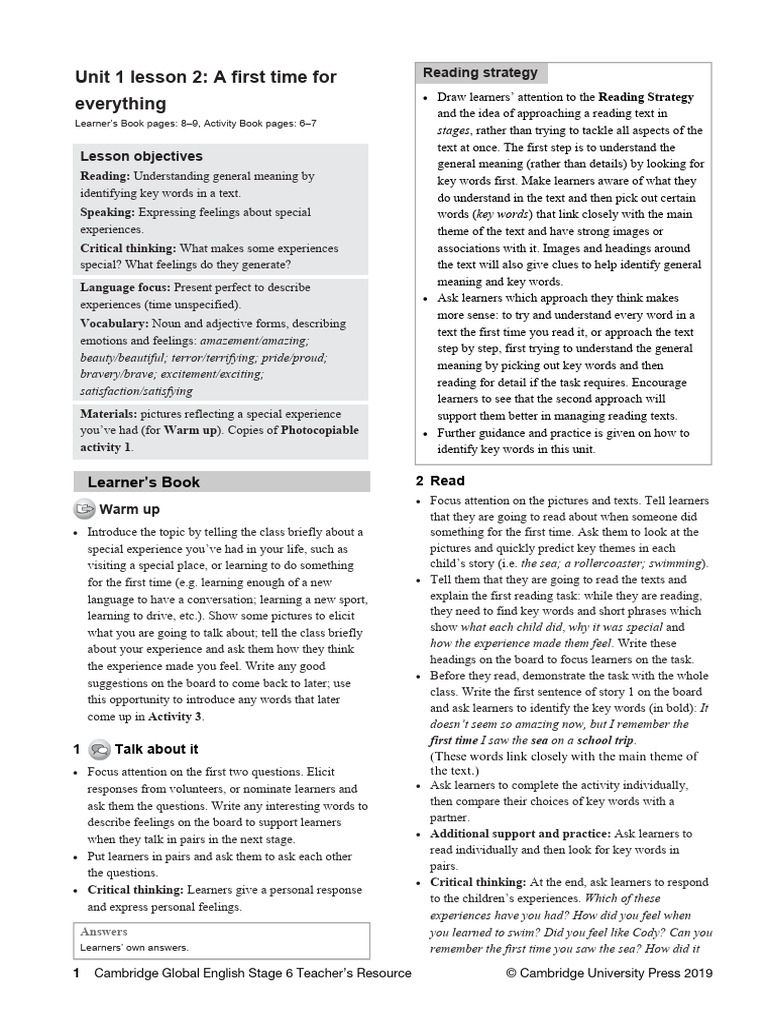 Lesson Plan 1 2 Life Experience GE6 | PDF | Adjective | Question