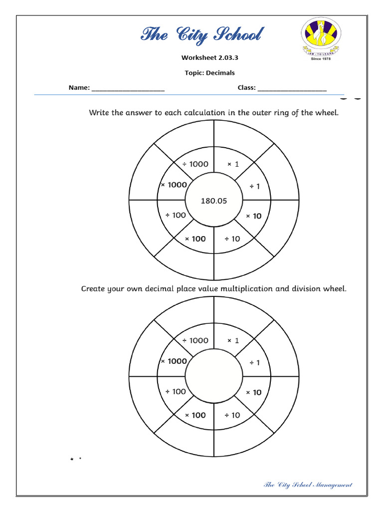 Mathematics Junior V - Worksheet 2.03.3 | PDF