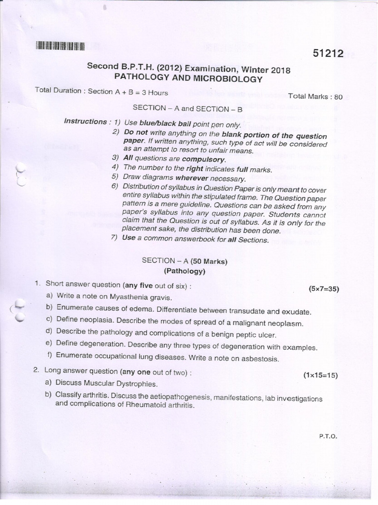 Summer 2016 To Winter 2018 Pathology & Microbiology | PDF