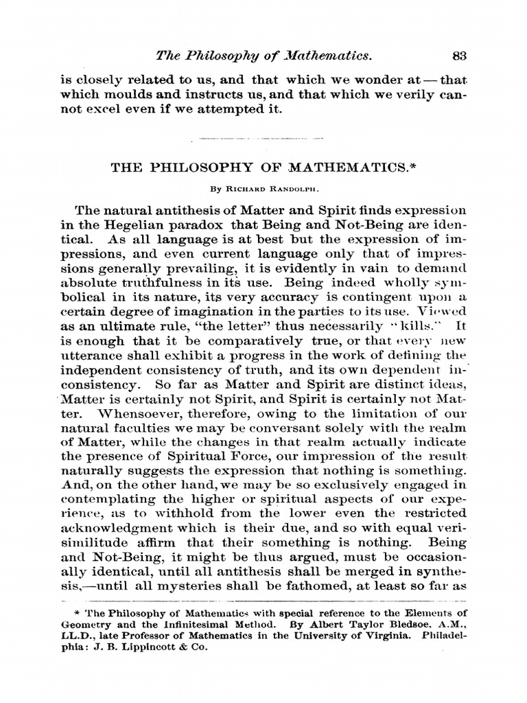 The philosophy of mathematics | PDF | Mathematics | Truth