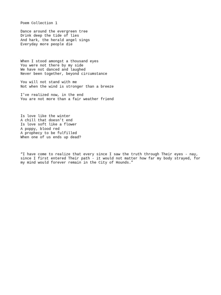 Poem Collection: Love and Loss Themes | PDF