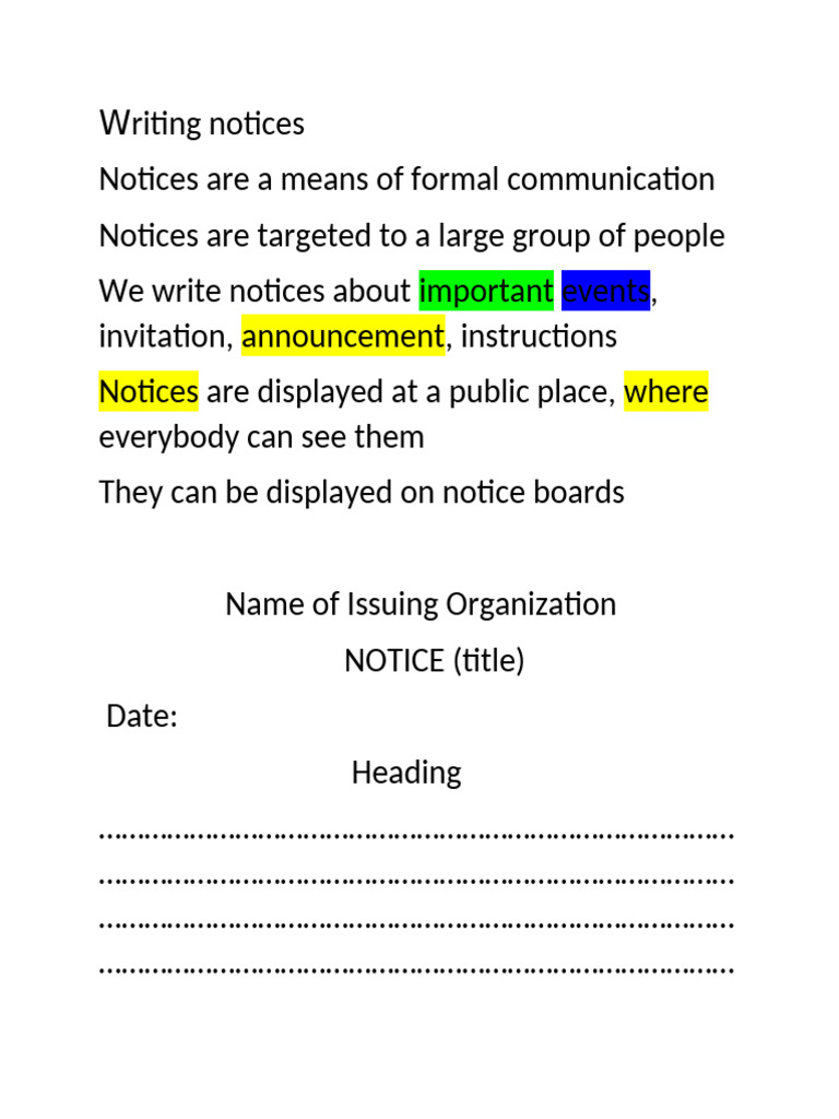 Writing Notices | PDF