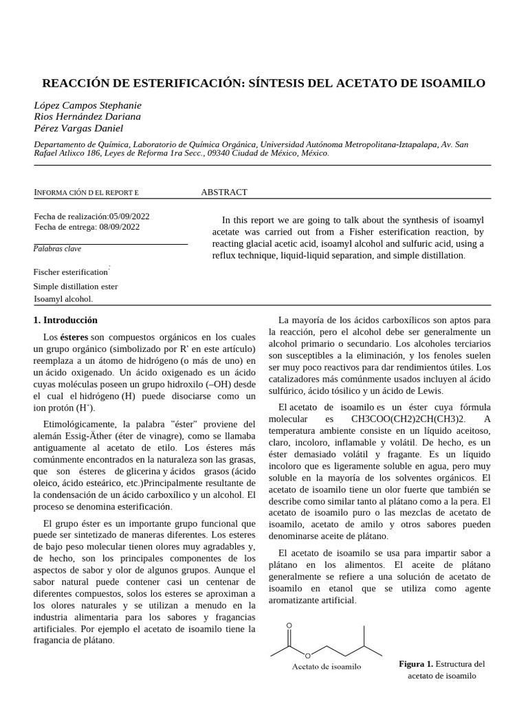 Síntesis de Acetato de Isoamilo | PDF | Ester | Ácido
