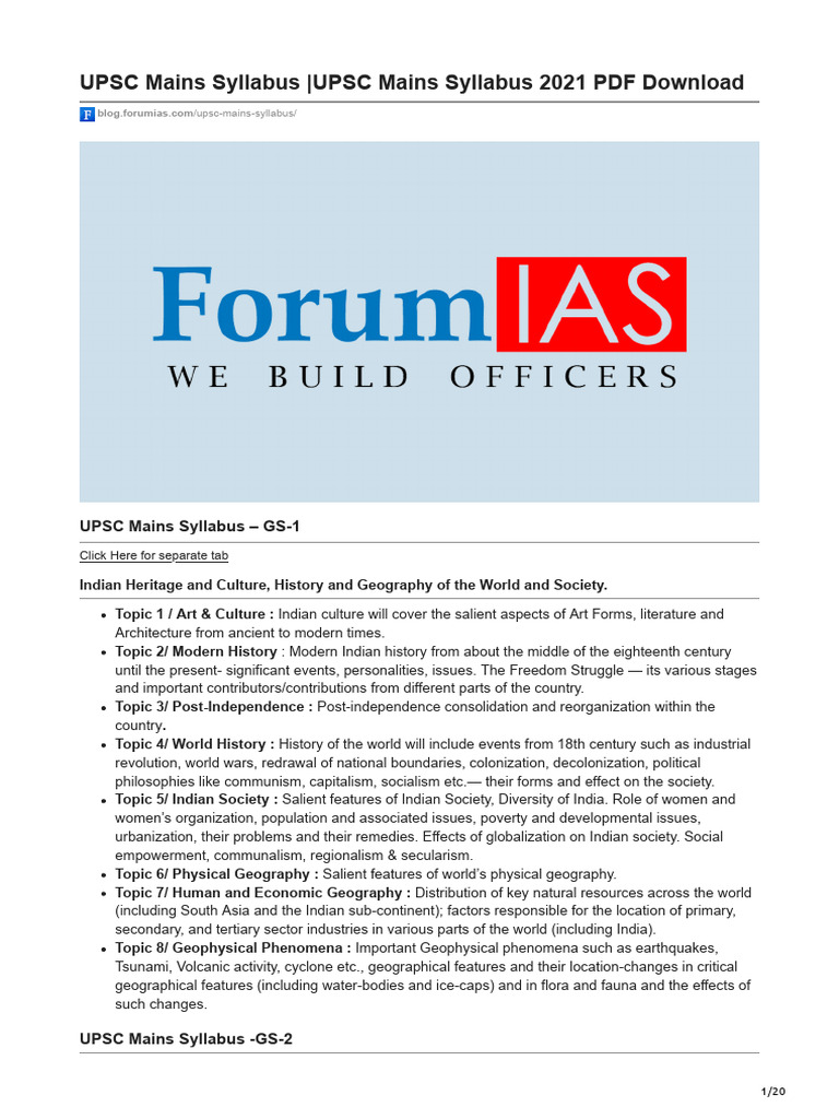 blog.forumias.com-UPSC Mains Syllabus UPSC Mains Syllabus 2021 PDF ...