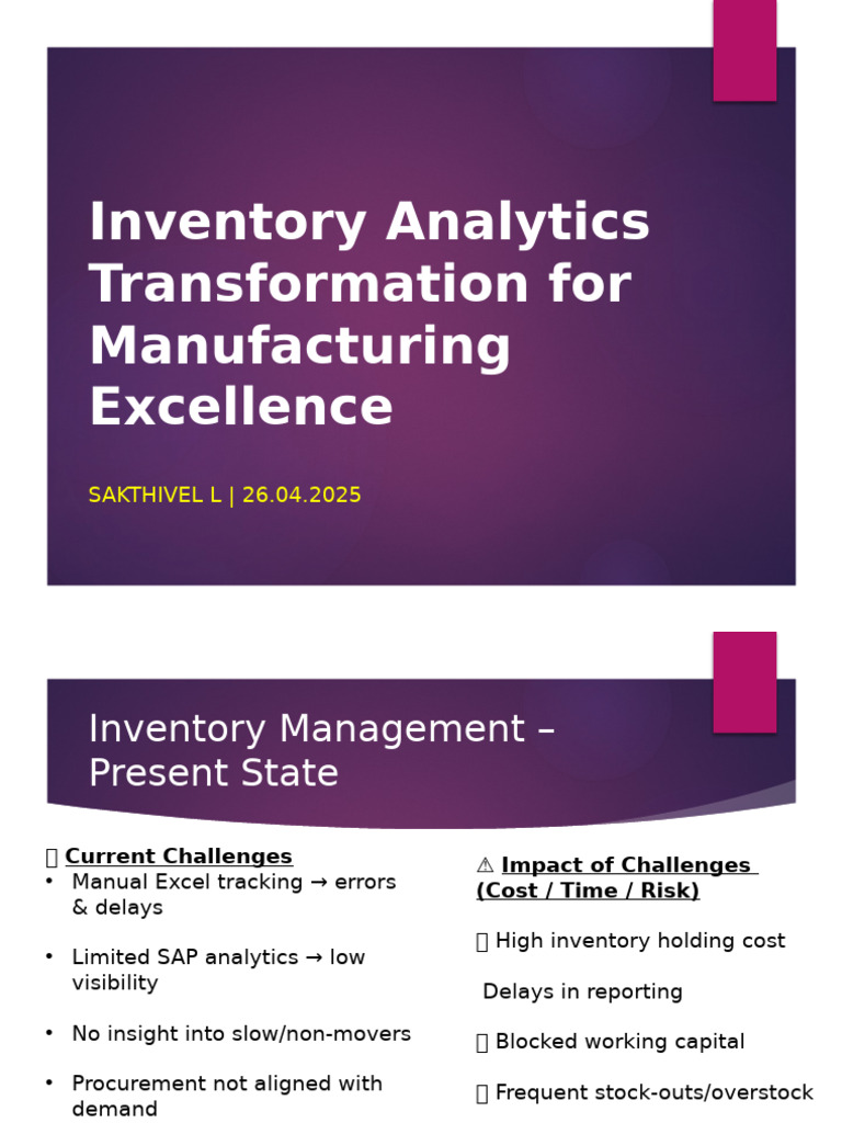 Inventory Analytics Transformation Deck | PDF | Inventory | Analytics