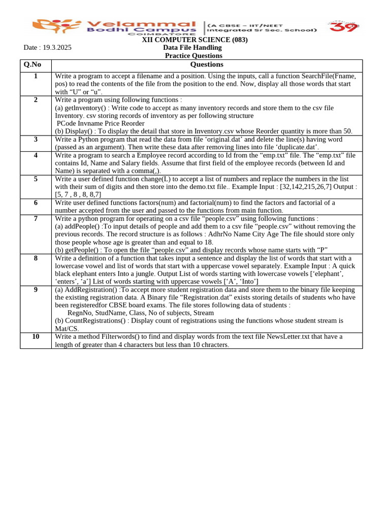 Data File Handling-Practice | PDF | Computer File | Comma Separated Values