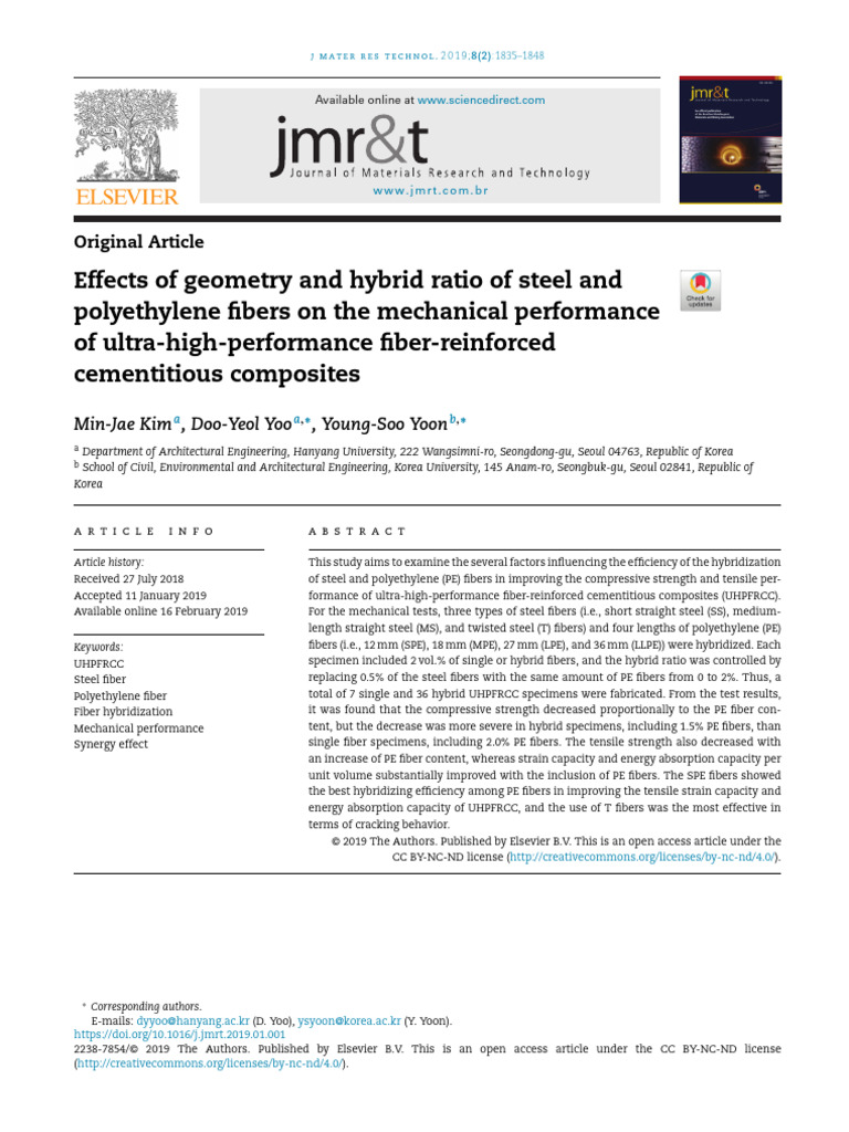 Hybrid Steel-PE Fibers in UHPFRCC Performance | PDF | Strength Of ...