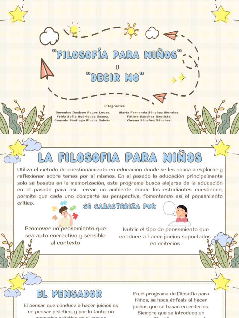 Filosofía para Niños y Decir No | PDF | Pensamiento | Pensamiento crítico
