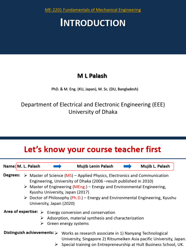 Lec 01 Introduction | PDF | Thermodynamics | Thermodynamic Equilibrium