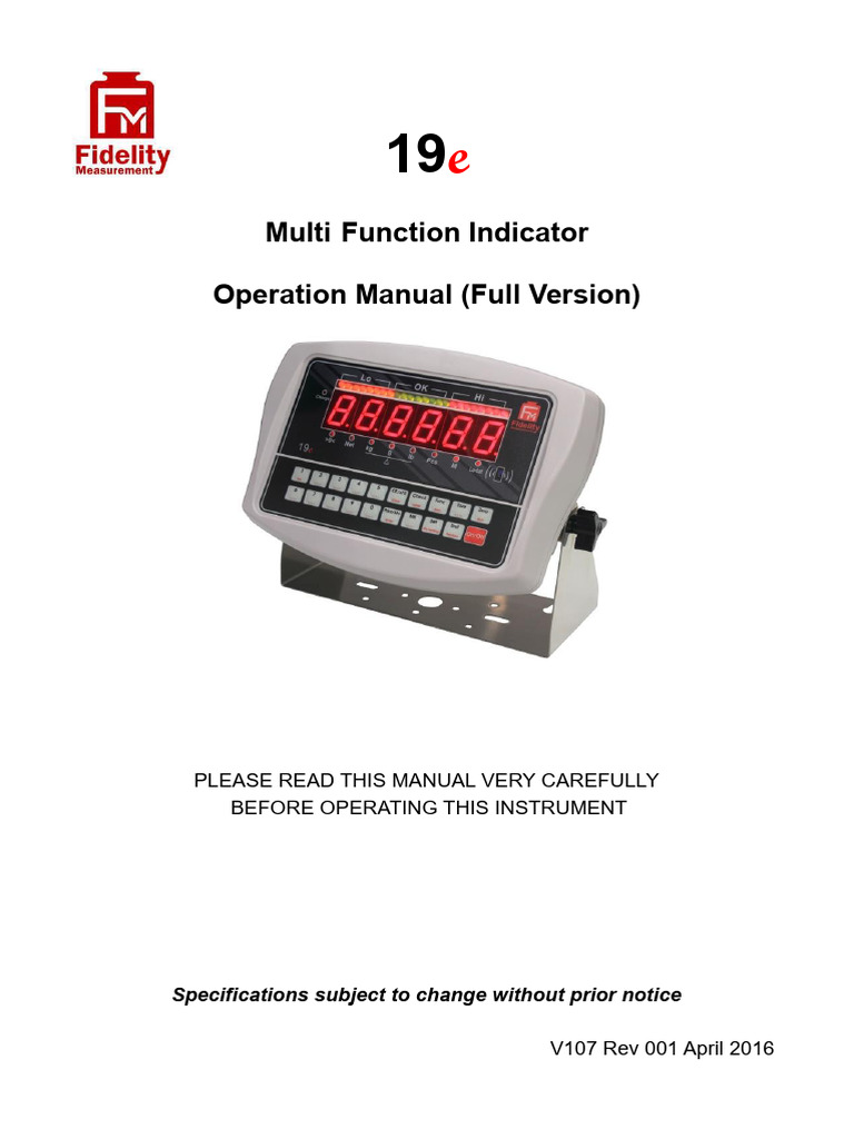 19e Multifunctional Indicator Operator Manual | PDF | Power Supply | Parameter (Computer ...