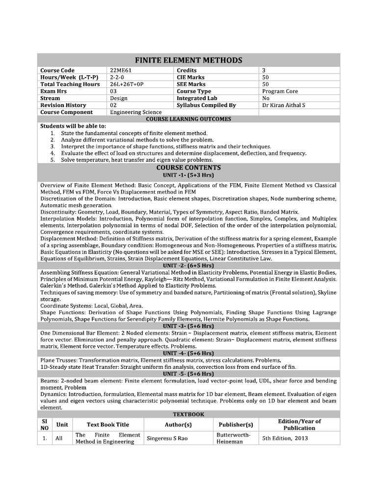 FEM Syllabus | PDF