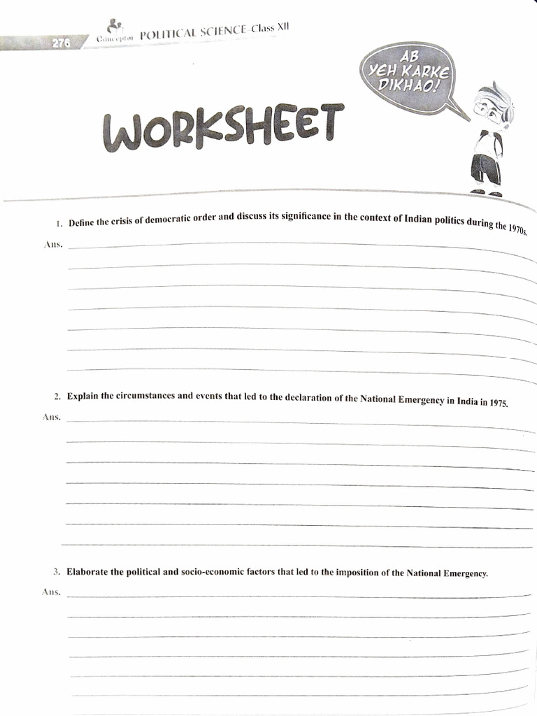 Worksheet 13 - The Crisis of Democratic Order | PDF | Indian National ...