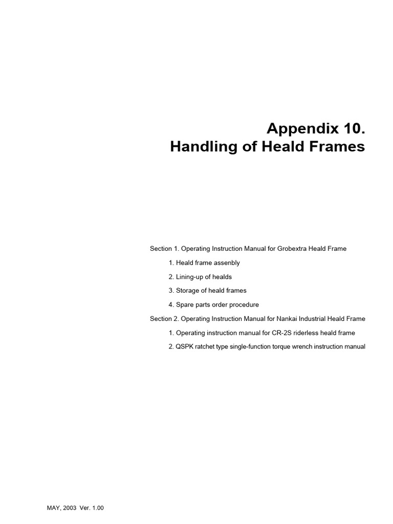 Heald Frame Assembly and Maintenance Guide | PDF | Screw | Mechanical ...