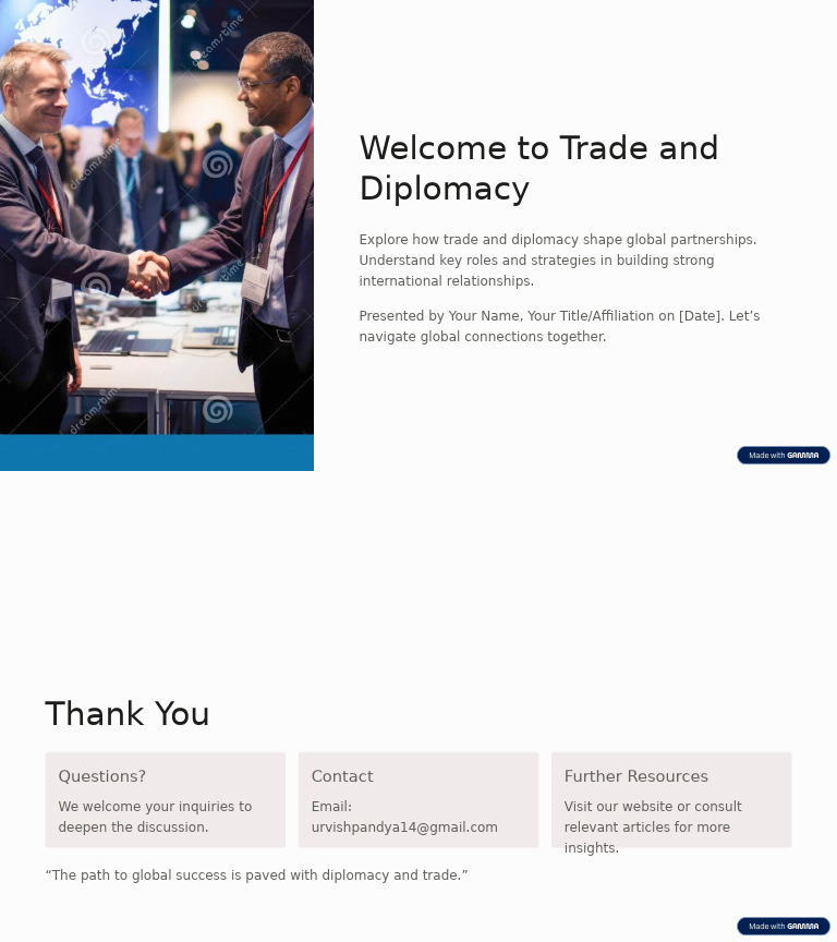 Welcome To Trade and Diplomacy | PDF