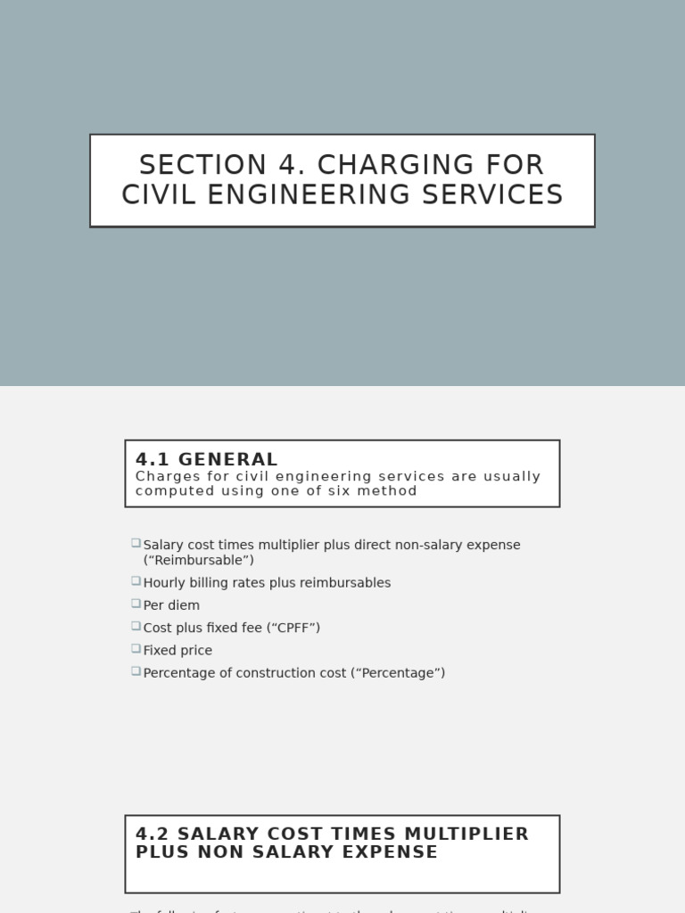 Civil Engineering Service Charge Methods | PDF | Cost | Expense