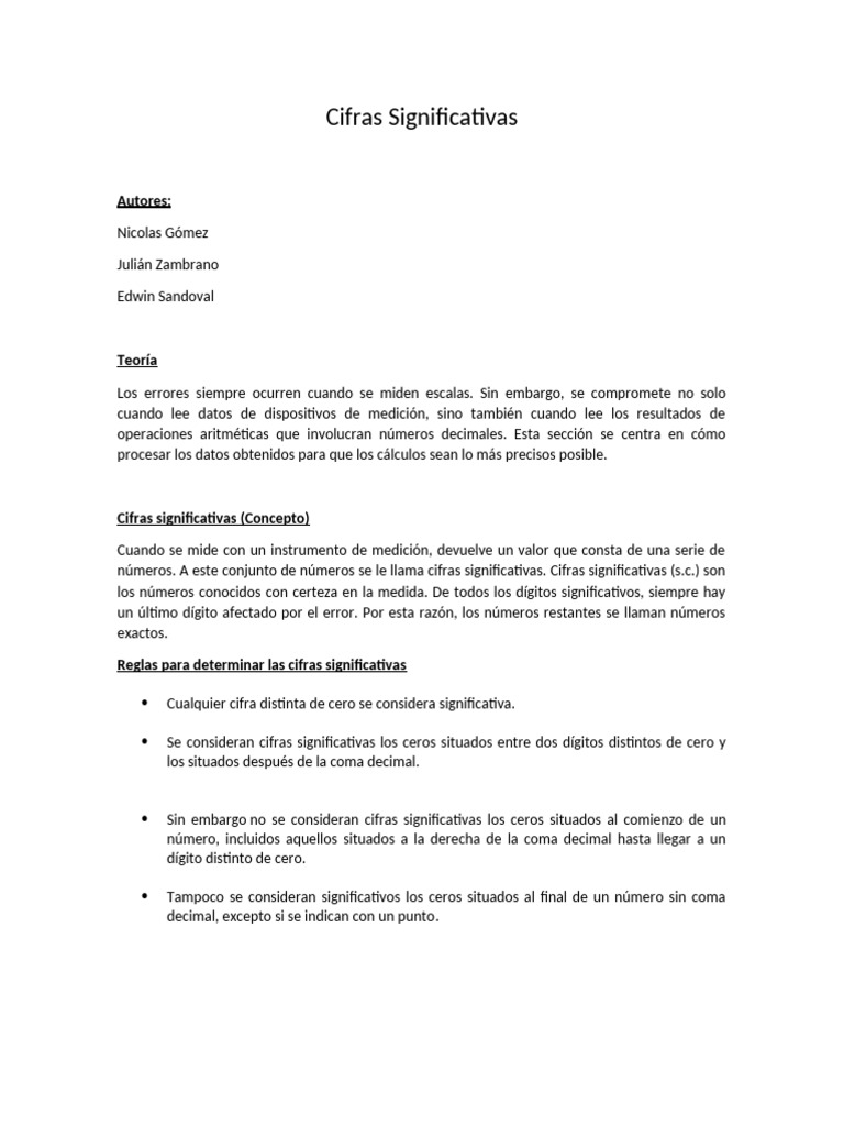 Cifras Significativas y Redondeo en Medidas | PDF | Medición | Decimal